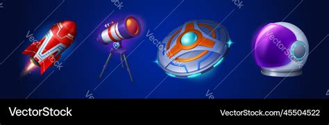 Cartoon Set Space Objects Isolated On Background Vector Image