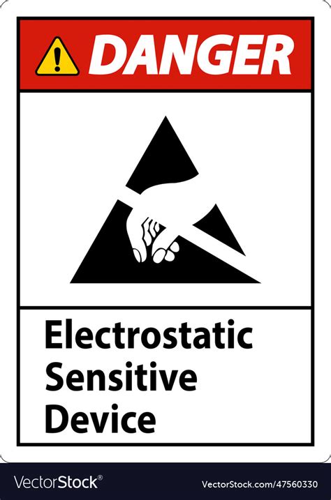 Danger Electrostatic Sensitive Device Sign Vector Image