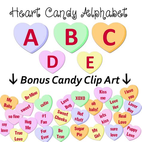 Candy Hearts Alphabet Valentines Day Sweethearts Clipart