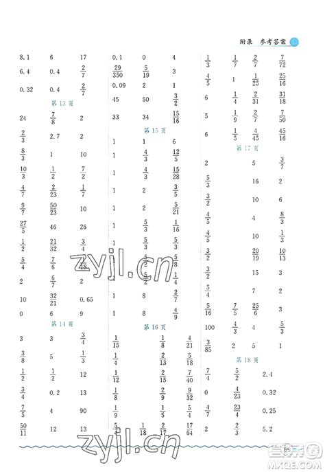 龙门书局2022黄冈小状元口算速算练习册六年级数学上册r人教版答案 黄冈口算速算答案答案圈
