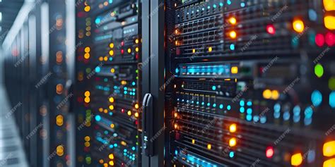 Rows Of Interconnected Cloud And Computing Servers Inside A