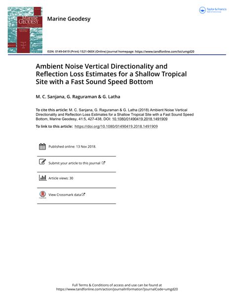 Pdf Ambient Noise Vertical Directionality And Reflection Loss Estimates For A Shallow Tropical