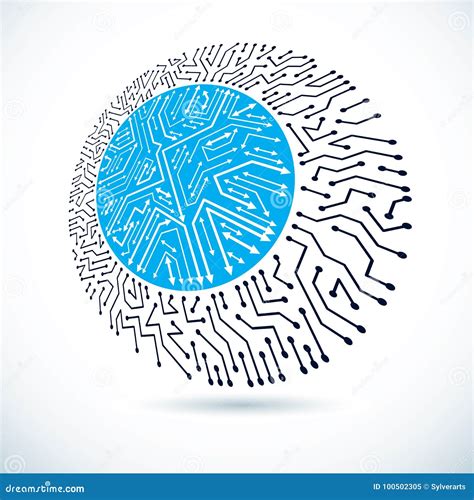 Technology Communication Round Cybernetic Element Vector Abstract Illustration Of Circuit Board