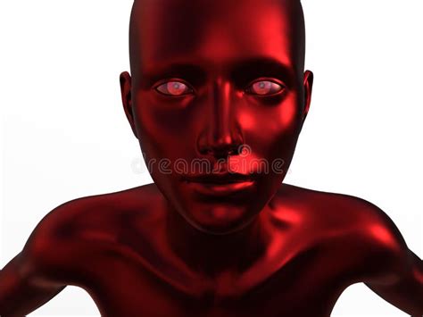 3d Render Portrait Of A Red Bald Woman On A White Background Stock