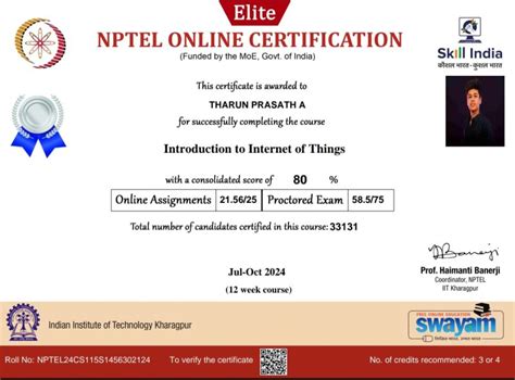 Tharun Prasath A On Linkedin Iot Learningjourney Nptel Skilldevelopment Elitecertification