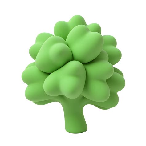Cute Green 3d Cartoon Tree Model Illustration 56105658 Png