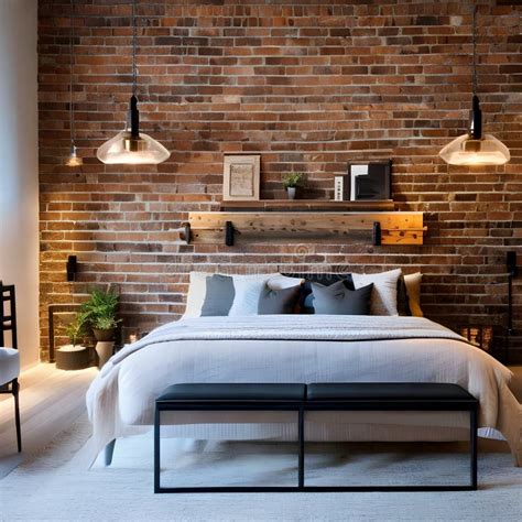 Urban Rustic A Loft Bedroom With Exposed Brick Walls A Reclaimed Wood