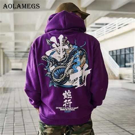 Buy Aolamegs Hoodies Men Chinese Letter Plus Velvet