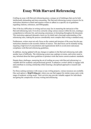 Essay With Harvard Referencing Pdf