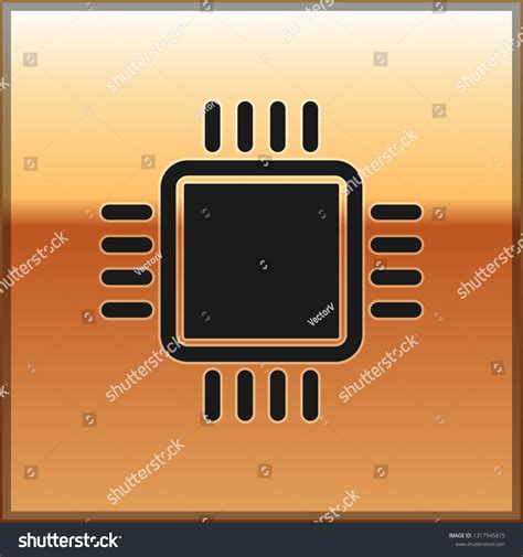 Black Computer Processor Microcircuits Cpu Icon Stock Vector Royalty