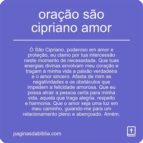 Oração São Cipriano Amor Páginas Da Bíblia