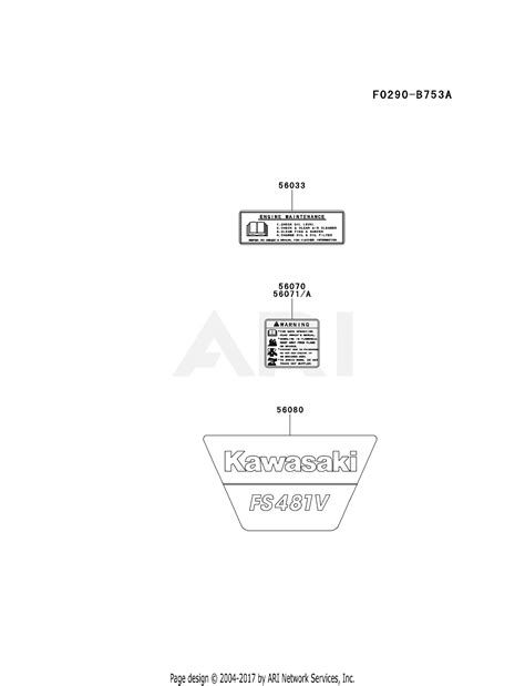 Kawasaki FS481V AS13 4 Stroke Engine FS481V Parts Diagram For LABEL