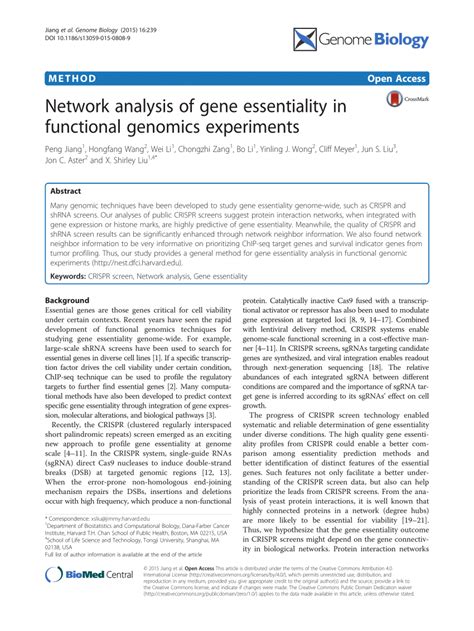 PDF Network Analysis Of Gene Essentiality In Functional Genomics Experiments