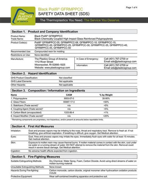 Material Safety Data Sheet Polypropylene
