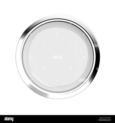 White Glass Button With Chrome Frame 3d Rendering Illustration