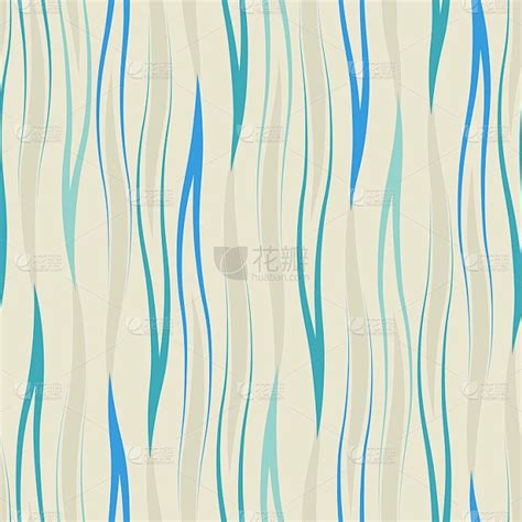 无缝矢量抽象图案与柔和的蓝色波浪在光的背景。无尽的波浪打印素材 花瓣网