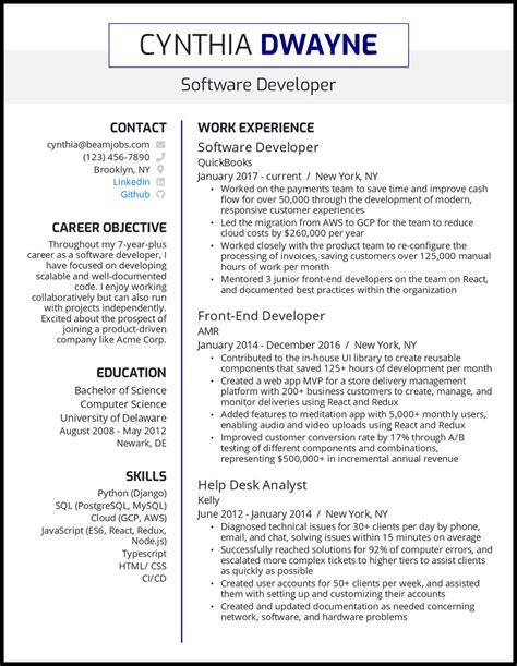 Resume For Experienced Software Engineer Template Free Psd Word Apple