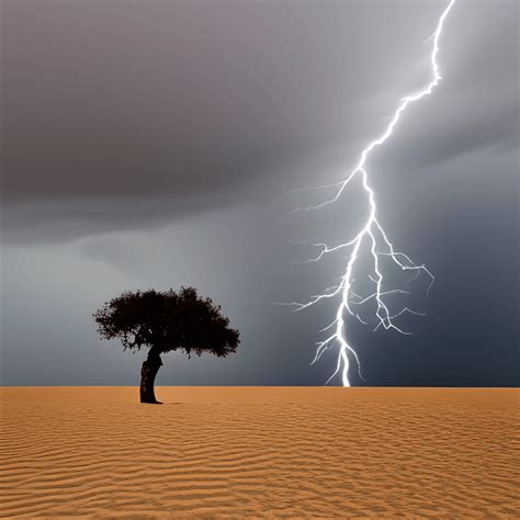 Small Black Dead Tree In The Desert · Creative Fabrica