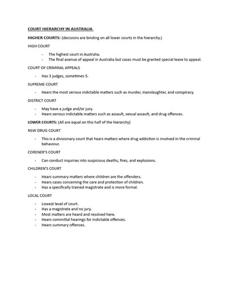 Court Hierarchy In Australia Pdf