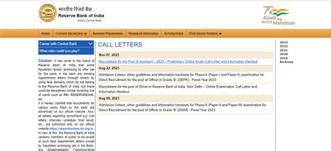Rbi Assistant Admit Card 2023 Download Prelims Call Letter