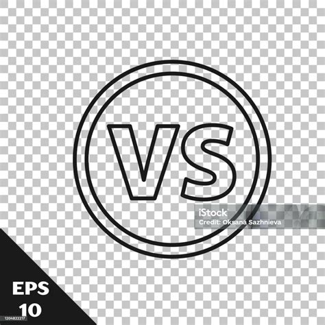 검은 선 Vs 투명 한 배경에 격리 된 전투 아이콘 대 경쟁 대 경기 게임 무술 전투 대 스포츠 벡터 일러스트레이션 개념에 대한