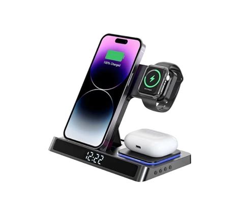 Wiwu Base De Carga Inalambrica 3en1 Con Reloj W006 Negra