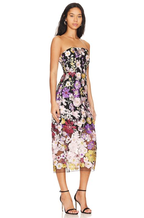 Milly Floral Embroidery Midi Dress In Multi Revolve