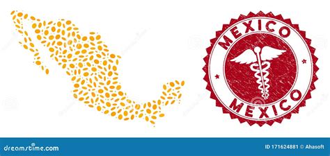 Mosaic Mexico Map With Grunge Healthcare Seal Stock Vector