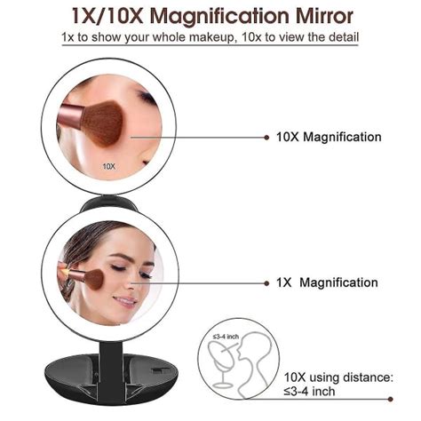 Uppgraderad Uppladdningsbar Led Belyst Reseförstoringsspegel 1x 10x Förstoring Kompakt
