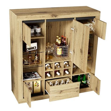 Rutaqian Sideboard Multifunktionales Sideboard Im Holzdesign Mit Led