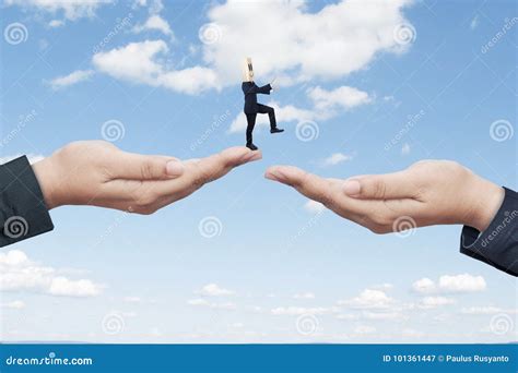 Businessman Walks On Two Hands Stock Image Image Of Colleague