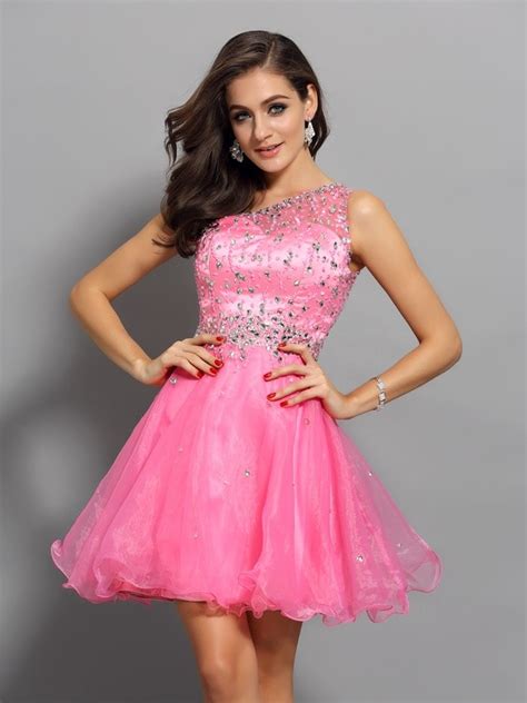 A Lineprincess One Shoulder Ruffles Sleeveless Short Organza Cocktail