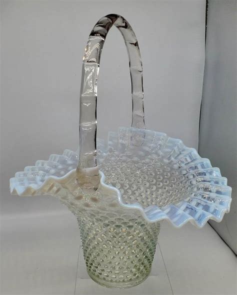 Fenton French Opalescent Hobnail Basket 15 Tall Live And Online