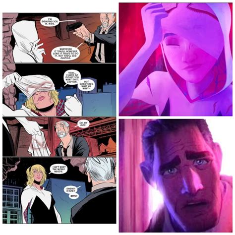 An Comparison Between Gwen Revealing Her Idenity Spider Gwen Omnibus