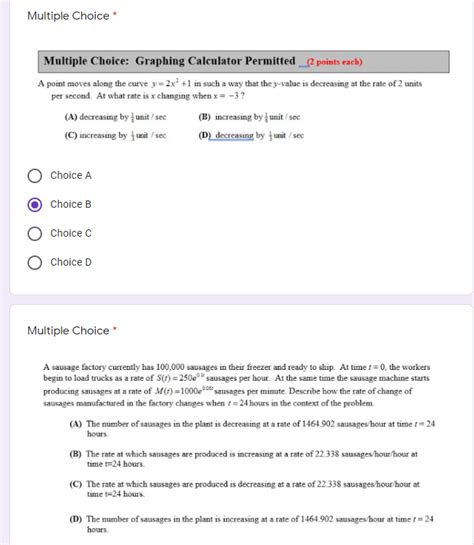 Solved Multiple Choice Multiple Choice Graphing Calculator