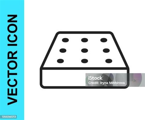 흰색 배경에 격리 된 검은 색 라인 매트리스 아이콘 패딩 편안한 수면 침대 매트리스 벡터 가구에 대한 스톡 벡터 아트 및 기타