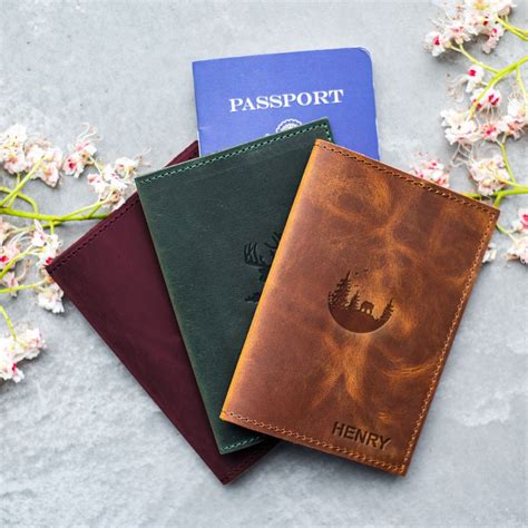 Personalized Leather Passport Holder Full Grain Travel T Etsy