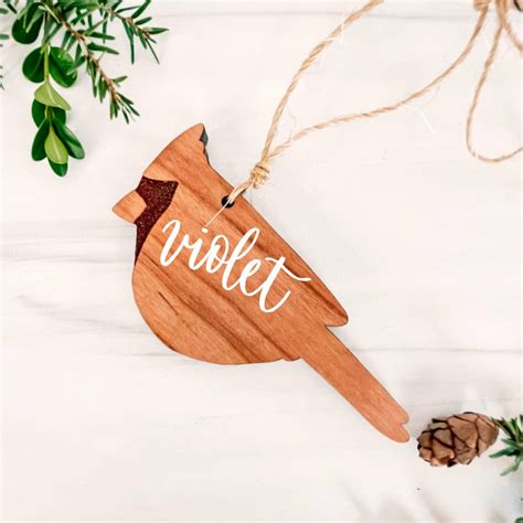 Personalized Cardinal Ornament Christmas Woodland Decorations Birding