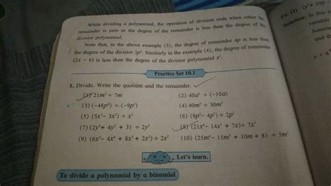 While Dividing A Polynomial The Operation Of Division Ends When Either T