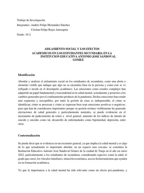 Aislamiento Social Pdf Salud Mental Las Emociones