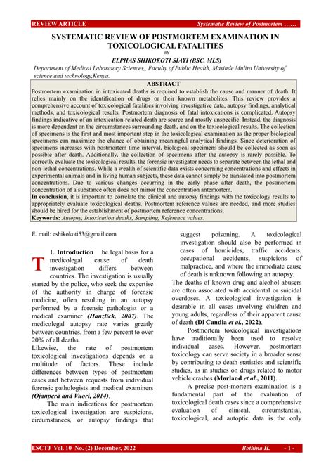 Pdf Systematic Review Of Postmortem …… Systematic Review Of Postmortem Examination In