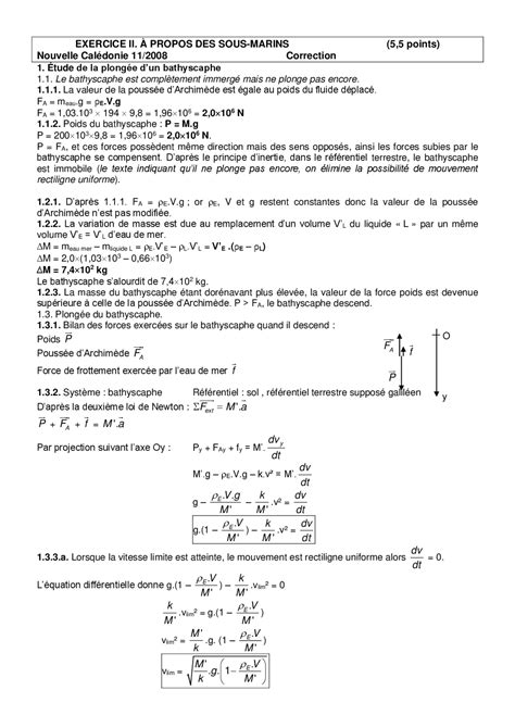Exercices De Physique Des Particules Sur Les Sous Marins Correction
