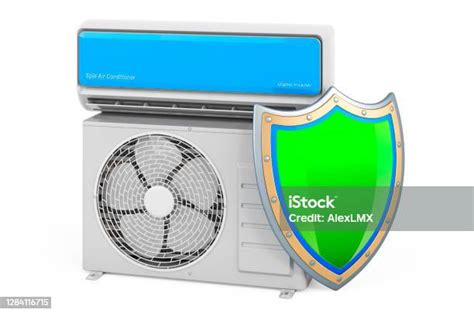 흰색 배경에서 격리된 쉴드 3d 렌더링이 있는 에어컨 3차원 형태에 대한 스톡 사진 및 기타 이미지 3차원 형태 가정 생활 개념 Istock