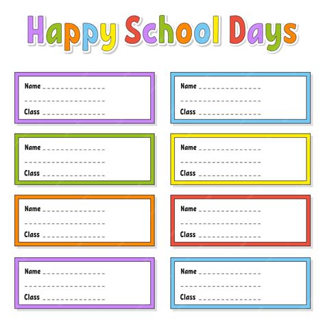 Premium Vector Name And Class Back To School Labels Set Stickers For