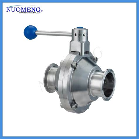 Sanitary Stainless Steel SS SS L Manual Clamped Welded With Pulling Handle Butterfly Type