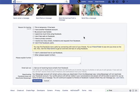 Deactivating Your Account On Facebook Desktop Examples Page Flows