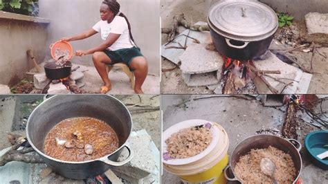 African Village Cooking Delicious Rice And Beans Mixture Cookwithme