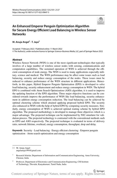 An Enhanced Emperor Penguin Optimization Algorithm For Secure Energy