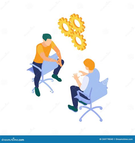 Isometric Programmers Interview Composition Stock Illustration