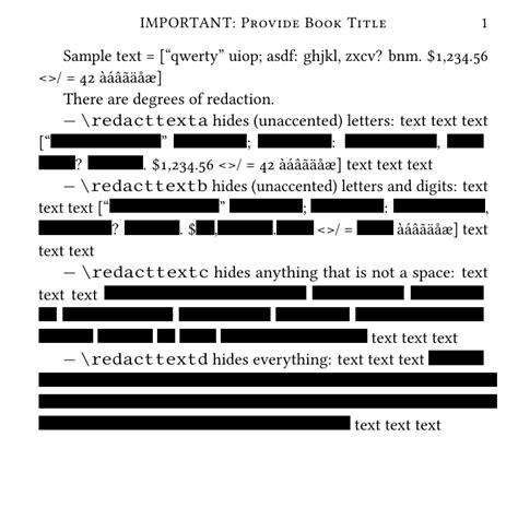 Redacted Text In Novel Documentclass Tex Latex Stack Exchange